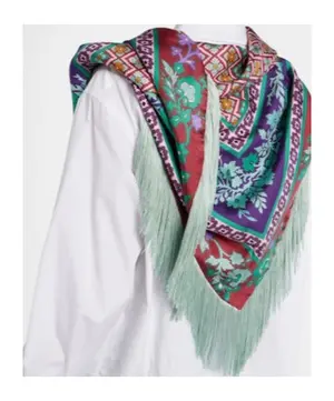 La DoubleJ Fringed Printed Silk Twill Scarf