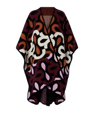 La DoubleJ Maiolika Wool Jacquard Cape - Black