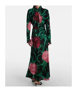 La DoubleJ Gilda Floral Silk Midi Dress