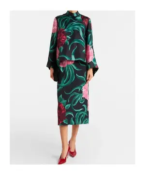 La DoubleJ Make An Exit Floral Silk Twill Top
