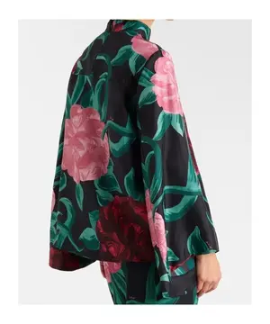 La DoubleJ Make An Exit Floral Silk Twill Top