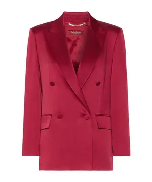 Max Mara Double-breasted Envers Satin Blazer - Ruby Colour