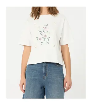 Max Mara Short-sleeved Cross-stitch Floral T-shirt - No