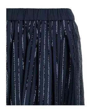 Max Mara Fiordi Sequin Pleated Skirt - Navy Blue