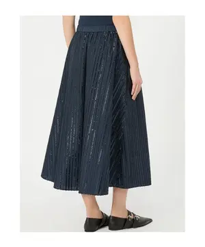 Max Mara Fiordi Sequin Pleated Skirt - Navy Blue