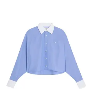 Celine Cropped Shirt In Cotton Poplin - Blue