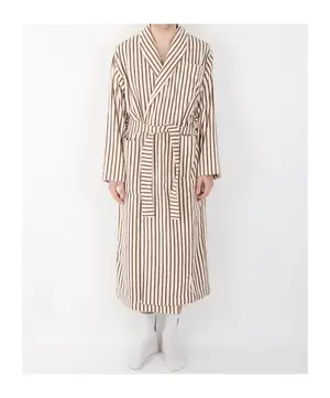 TEKLA Striped Bathrobe - White