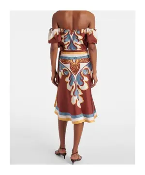 La DoubleJ Printed Silk Wrap Skirt