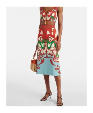 La DoubleJ Baia Printed Cotton-blend Midi Skirt