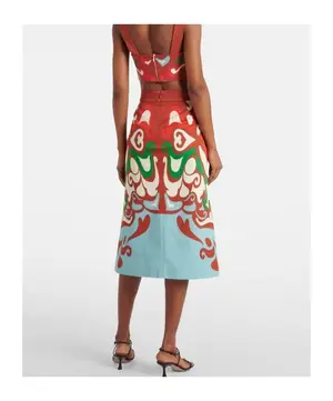 La DoubleJ Baia Printed Cotton-blend Midi Skirt