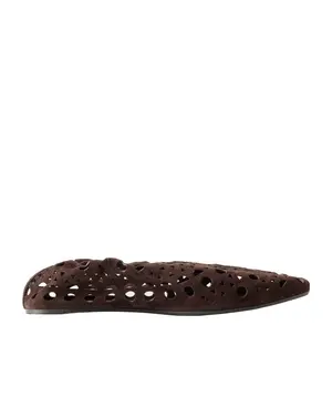 Alaïa Laser-cut Almond Toe Flats - Chocolate-colored