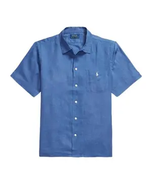 Polo Ralph Lauren Embroidered Pocket Linen Shirt - Blue
