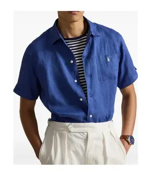 Polo Ralph Lauren Embroidered Pocket Linen Shirt - Blue