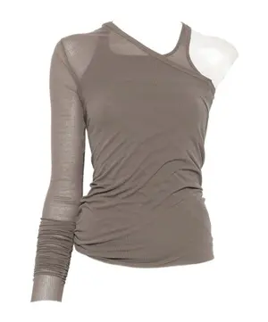 Rick Owens Banana Asymmetric Ribbed Top - Gray