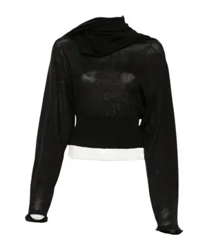 Rick Owens Draped Neck Ribbed Top
