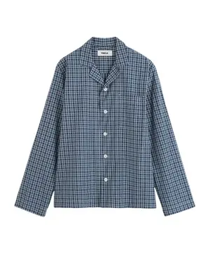 TEKLA Long-sleeved Plaid Pajamas - Blue