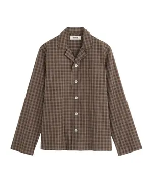 TEKLA Long-sleeved Plaid Pajamas - Brown