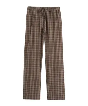TEKLA Plaid Pajama Pants - Brown