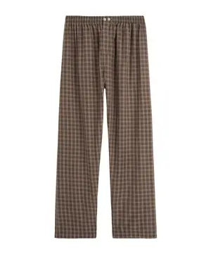 TEKLA Plaid Pajama Pants - Brown