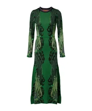 La DoubleJ Bee Jacquard Midi Dress - Green