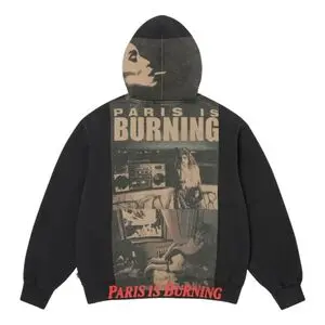 Supreme Ss26 Paris Is Burning Zip Up Hooded Sweatshirt - Black