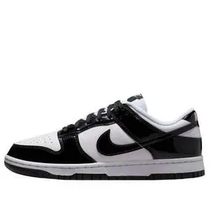 Nike Dunk Low 'panda Patent' Sneakers - White/black/metallic Silver