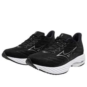 Mizuno Wave Rider 28 Athletic Sneakers - Black/white/silver