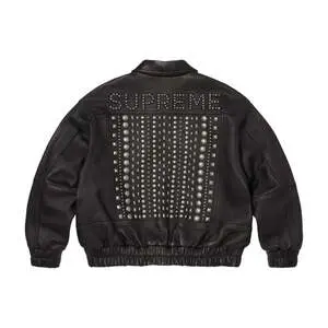 Supreme Multi Studded Leather Jacket - Black