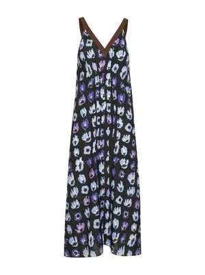 Prada PRADA Viscose Floral Print Midi Dress Multicolor