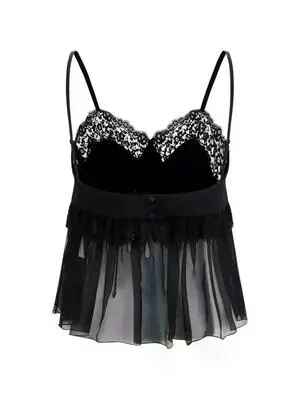 Chloé Lace-trim Silk-crepe Camisole Top - Black