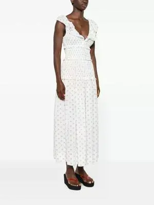 DÔEN Sorina Floral-print Midi Dress - White