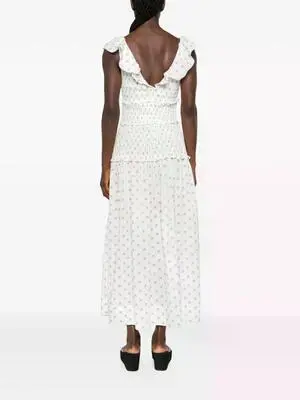DÔEN Sorina Floral-print Midi Dress - White