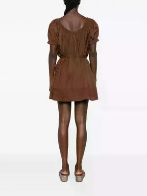 DAMSON MADDER Jayne Short Sleeve Mini Shirt Dress - Brown