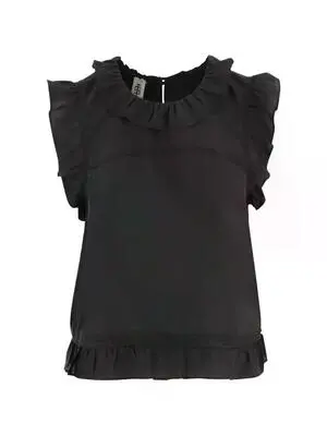THE GARMENT Ruffled Silk Top - Black