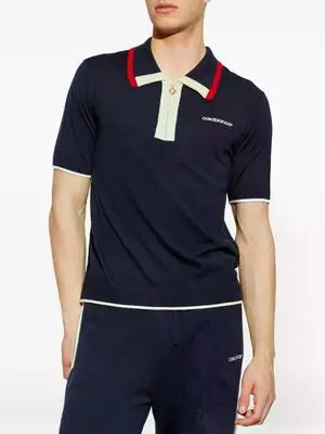 Casablanca Zip-fastening Logo-embroidered Polo Shirt - Blue