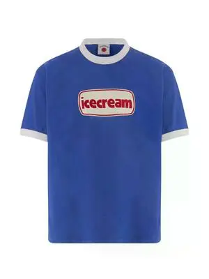 ICECREAM Logo-print Ringer T-shirt - Blue