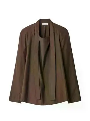 LEMAIRE Ascot Blouse In Washed Cotton Silk - Brown