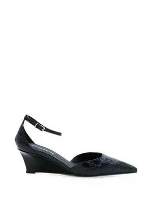 NOTABENE Crocodile-effect Wedge Sandals - Black