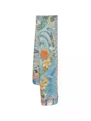 Etro 2022 Floral-print Scarf - Blue