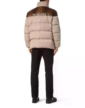 BILLIONAIRE Nylon Down-jacket With Python Inserts