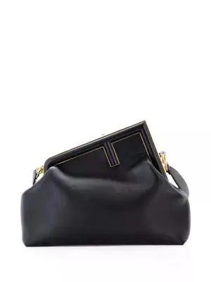 Fendi First Bag Leather Medium Clutch Bag - Black
