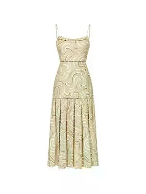 Alexis Abstract Print Ladder-stitch Midi Dress