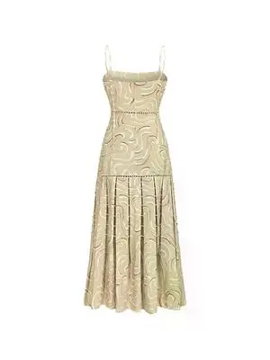 Alexis Abstract Print Ladder-stitch Midi Dress