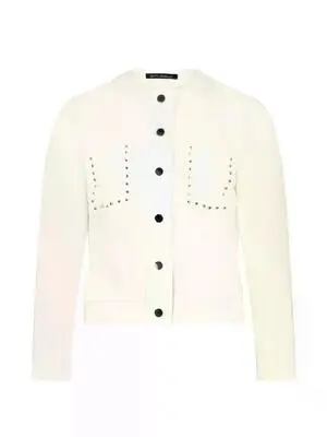 BETTY BARCLAY Stud-embellished Floral-embroidered Jacket - Neutrals
