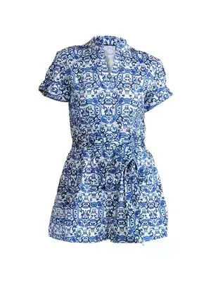 Alice + Olivia Lucy Patterned Playsuit - Blue