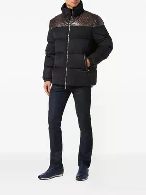 BILLIONAIRE Nylon Down-jacket With Python Inserts - Blue