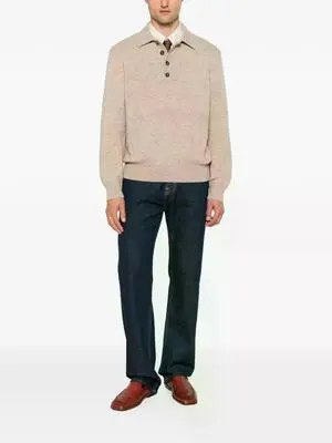 Eleventy Button-placket Polo-collar Polo Shirt - Neutrals