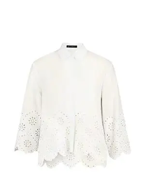 BETTY BARCLAY Broderie Anglaise Scalloped Hem Shirt - White