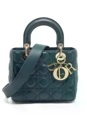 Dior Christian Dior Lady Dior Small Leather Tote Bag Green
