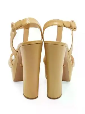 Prada Saffiano-leather T-bar Platform Sandals